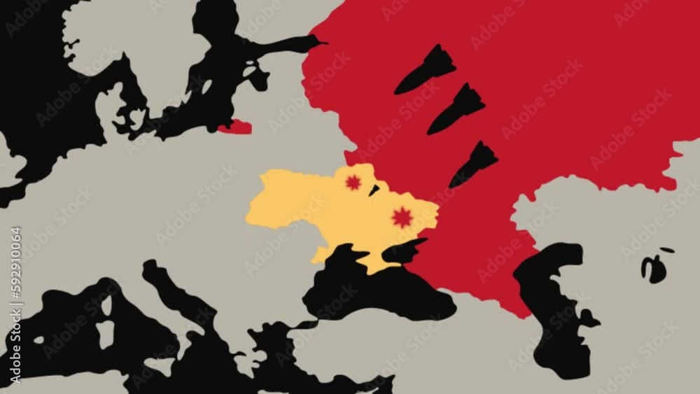 World Map Zoom In On Ukrainian Border With Blinking Target. Flying ...