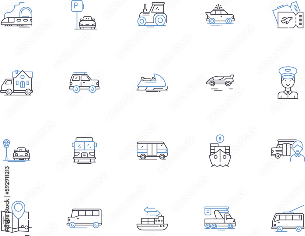 Transport outline icons collection. Transportation, vehicular, shipping ...