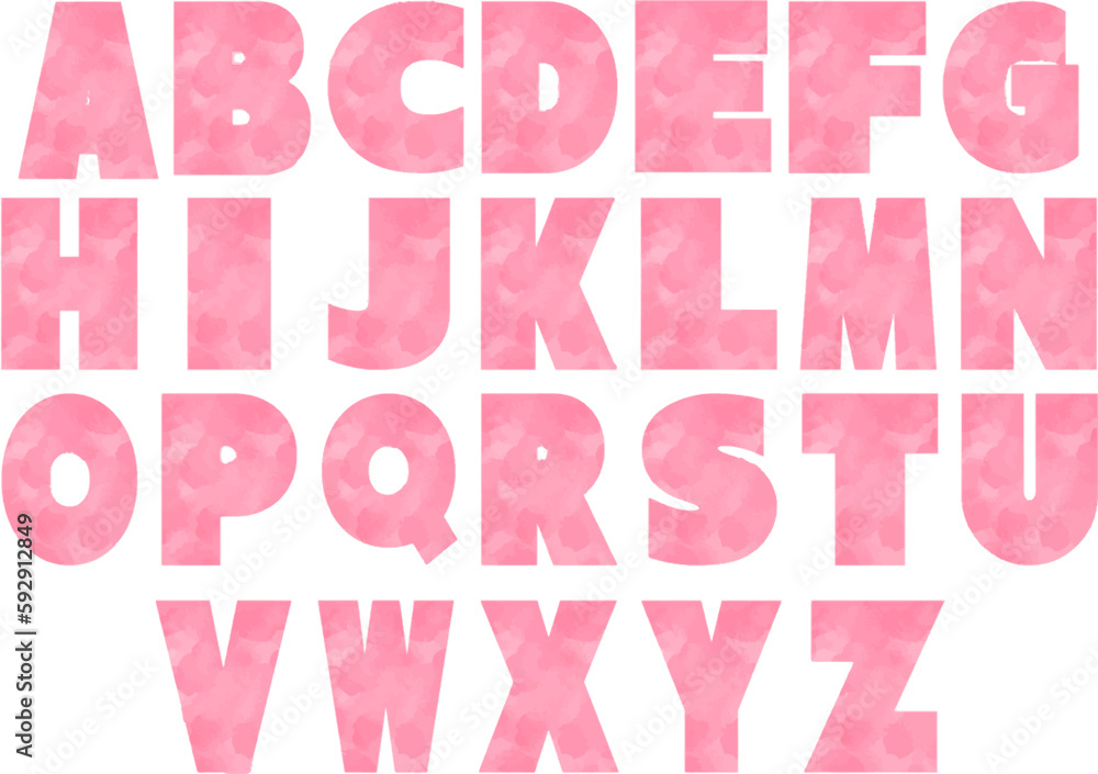 Pink Watercolor Cartoon English Alphabet, Letter A-Z for Kids and ...