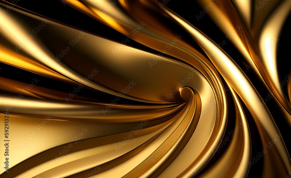Gold metal background with waves and lines. AI generated. 3d style ...