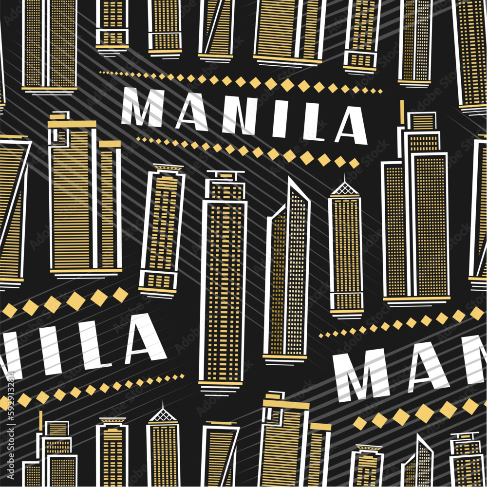 Vector Manila Seamless Pattern, square repeating background with ...