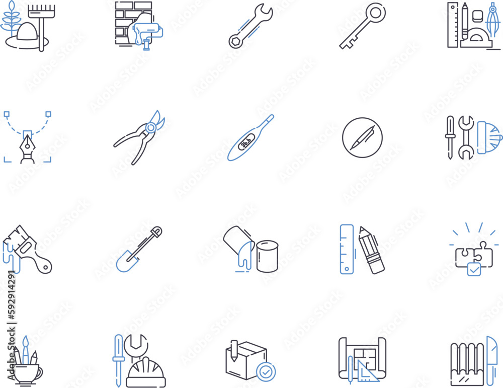 Materials outline icons collection. Fabrics, Plastics, Metals, Textiles ...