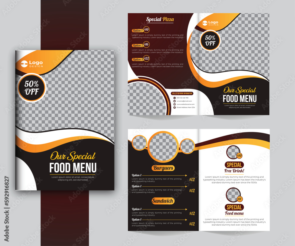 Food Menu Template Restaurant Food Menu Design A4 landscape Bi fold ...