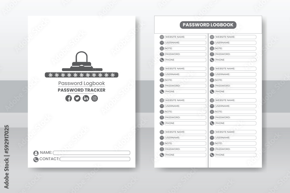password notebook. Printable Password Log A4 Size Easily Editable ...