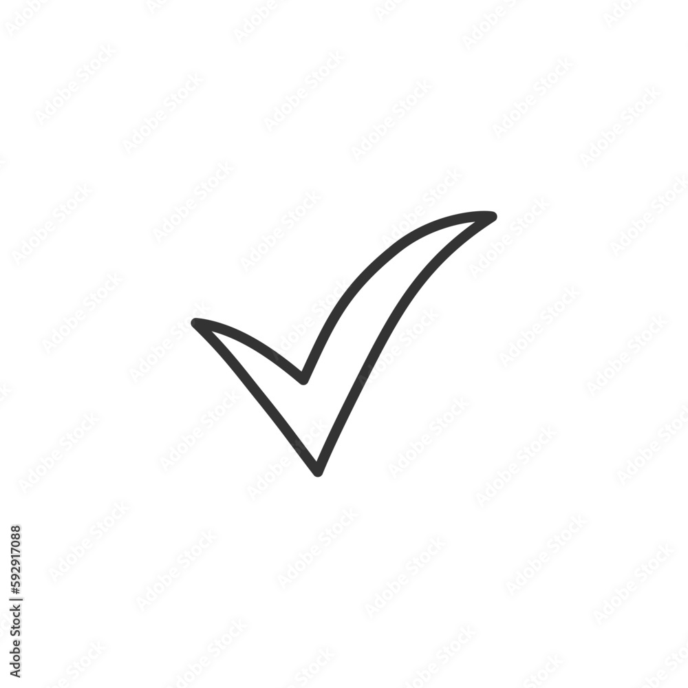 Hand drawn checkmark vector icon. Hand drawn tasks list check-mark done ...