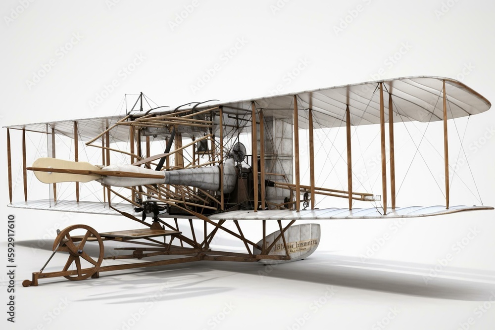 Wright Flyer 1- Perspective B view white background alpha png 3D ...