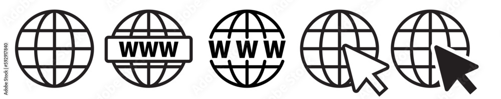 Website icon set. Website icon for app ui or web design. Globe sign for ...