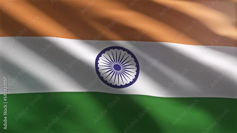 Fluttering Indian Country Tricolour Flag With Wheel Symbol In Center ...