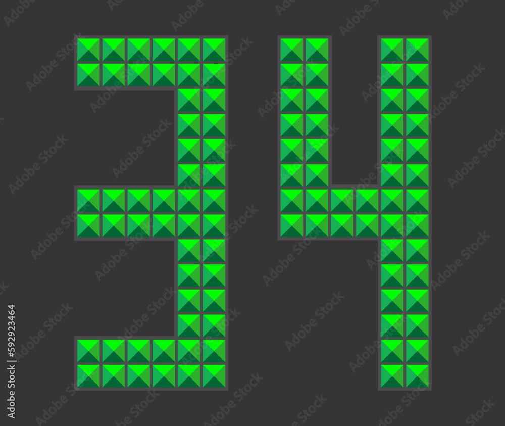 Vector Alphabet Number 34 Stock Vector | Adobe Stock
