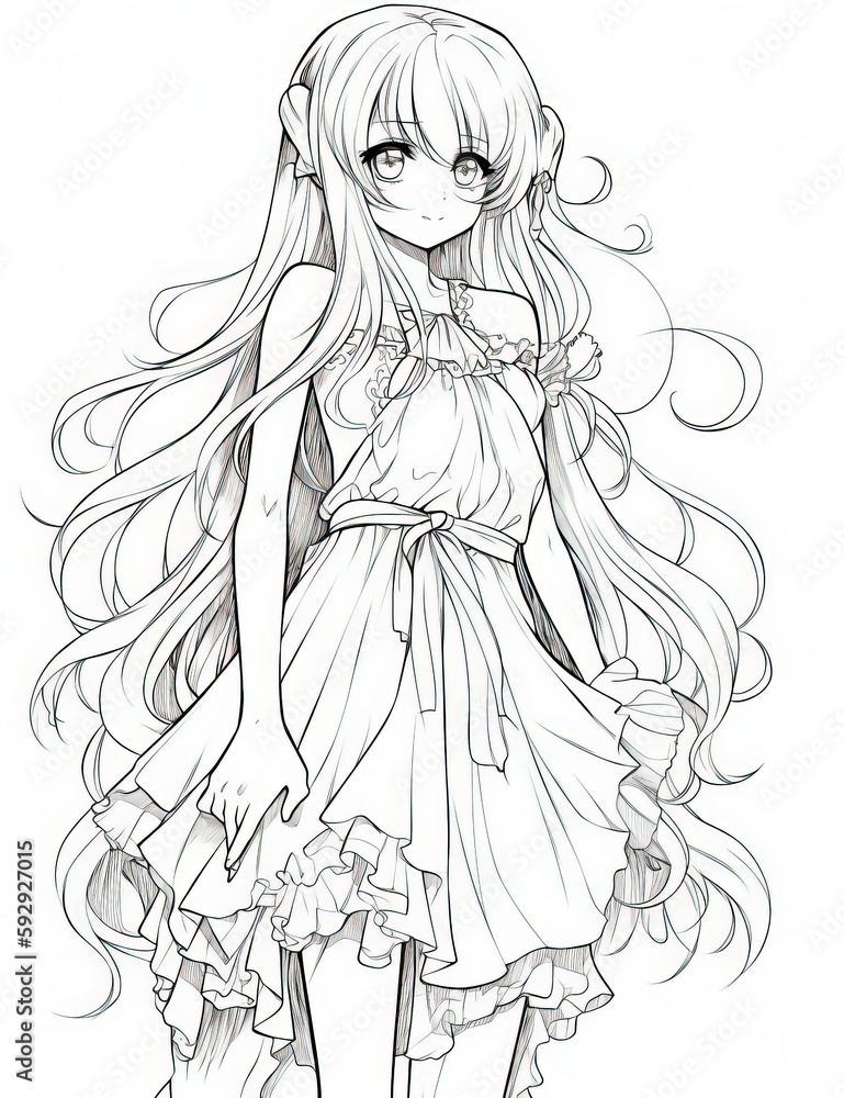 Japanese traditional cartoon character illustration, coloring image ...