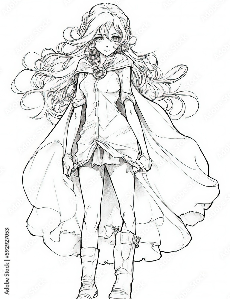 Japanese traditional cartoon character illustration, coloring image ...