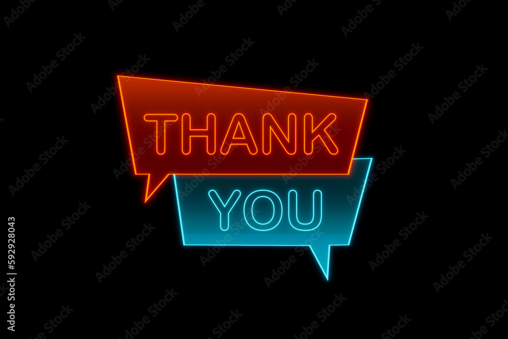Thank you. Glowing banner with the text "Thank You" in orange and blue ...