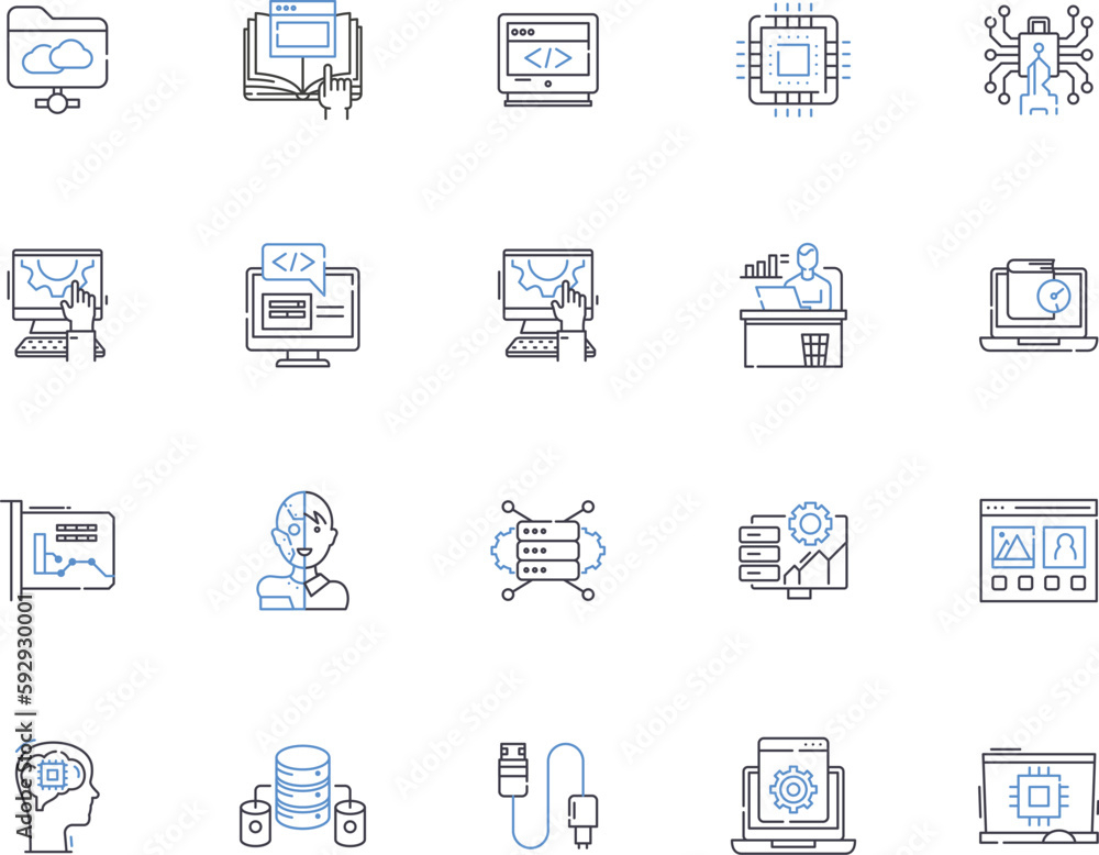 Web Programming Outline Icons Collection Web Programming Html Css Javascript Ajax Xml
