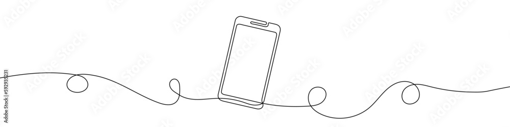 Smartphone symbol in continuous line drawing style. Line art of phone ...
