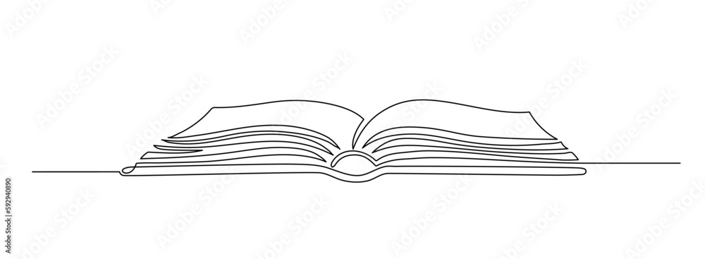 Open book. Continuous line drawing. Education concept. Stock Vector ...