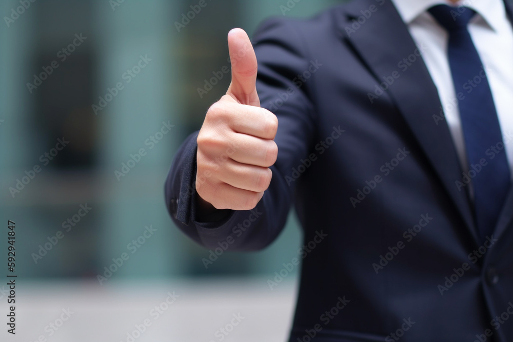 Photo Empresario con traje levantando el pulgar en señal de aprobación ...