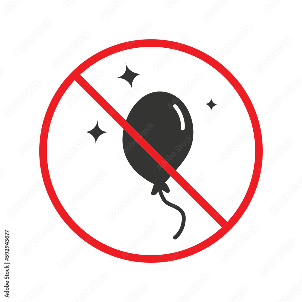 Vetor de Prohibited balloon vector icon. No balloon icon. Forbidden ...