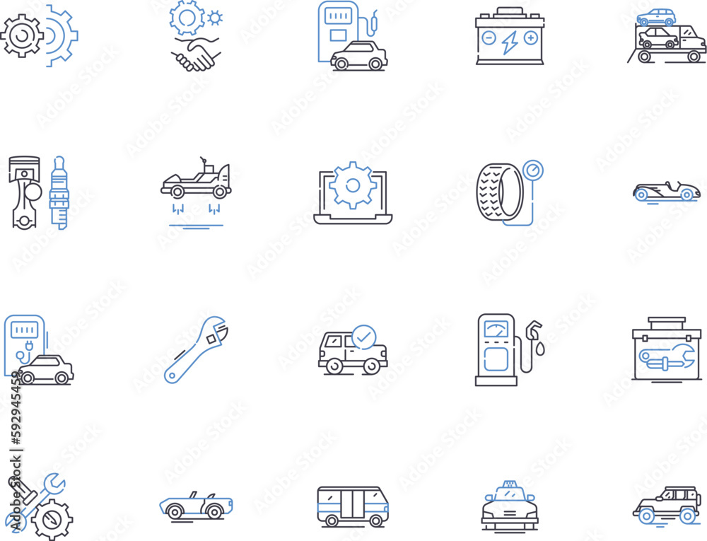 Car service outline icons collection. Maintenance, Garages, Oil-change ...