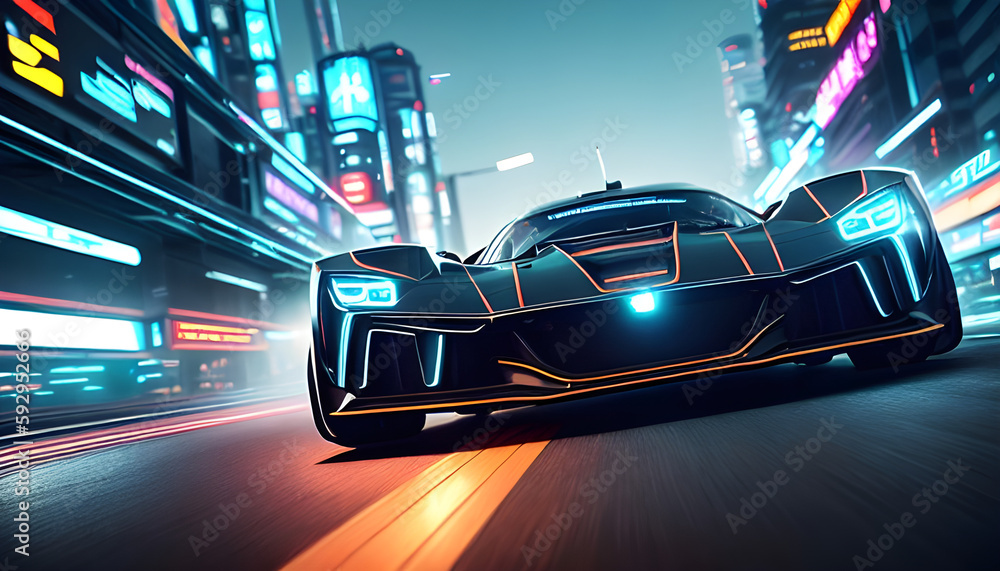 fast moving car on the road, neon racing car on the road, car wallpaper ...