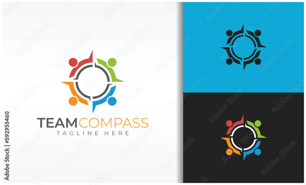 Smart team and compass logo Stock Vector | Adobe Stock