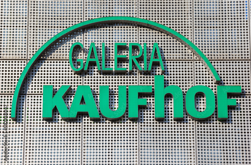 Logo of the Galeria Kaufhof department store in Wuppertal, Germany ...