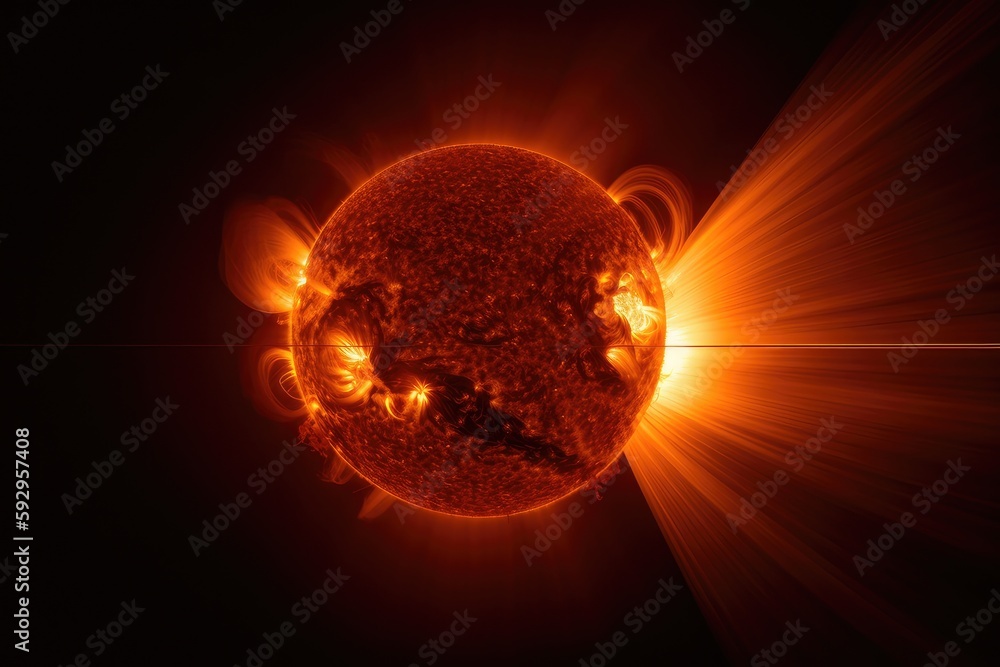 view of the sun, with flares and coronal mass ejections visible ...