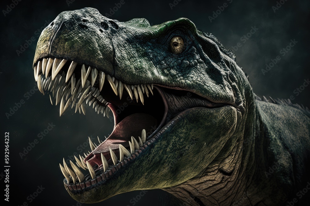ภาพประกอบสต็อก close-up of tyrannosaurus rex dinosaur's long and deadly ...