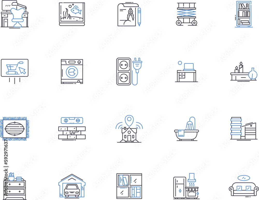 Home renovation outline icons collection. Renovation, Home, Improvement ...