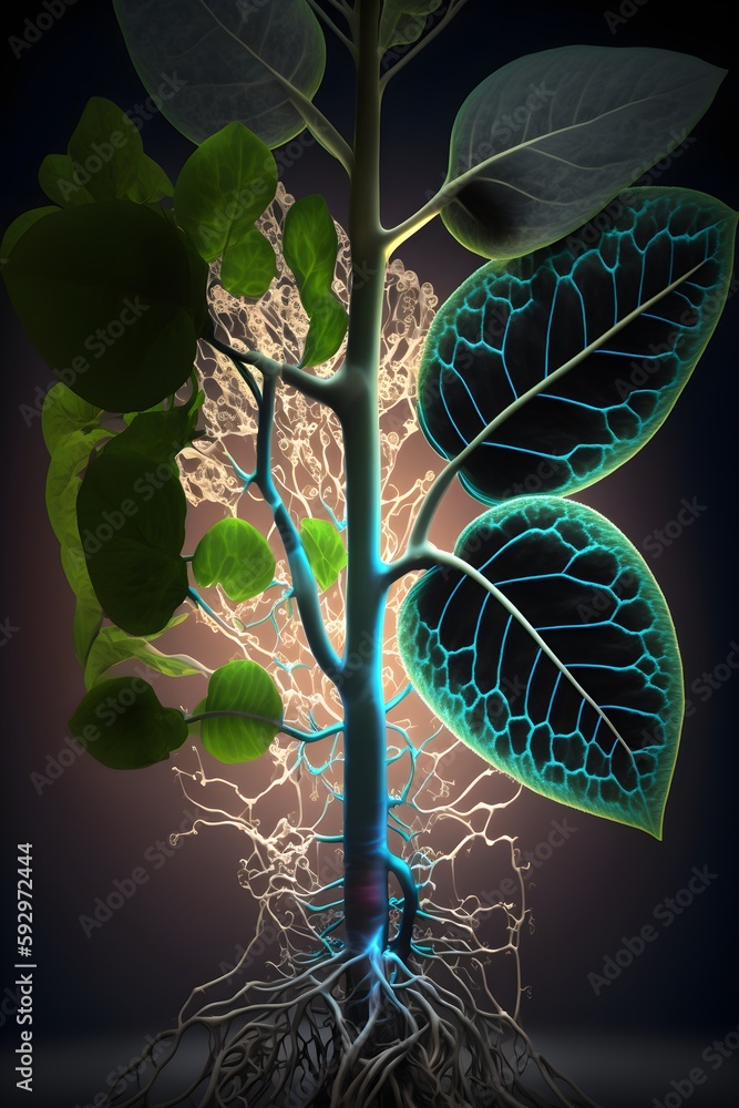 An electron microscope image of a cross-section of a plant leaf ...