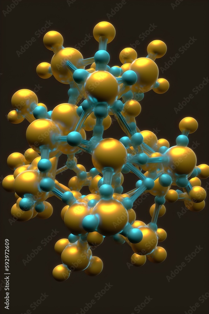 A digital model of a molecule, showing its atoms and chemical bonds ...