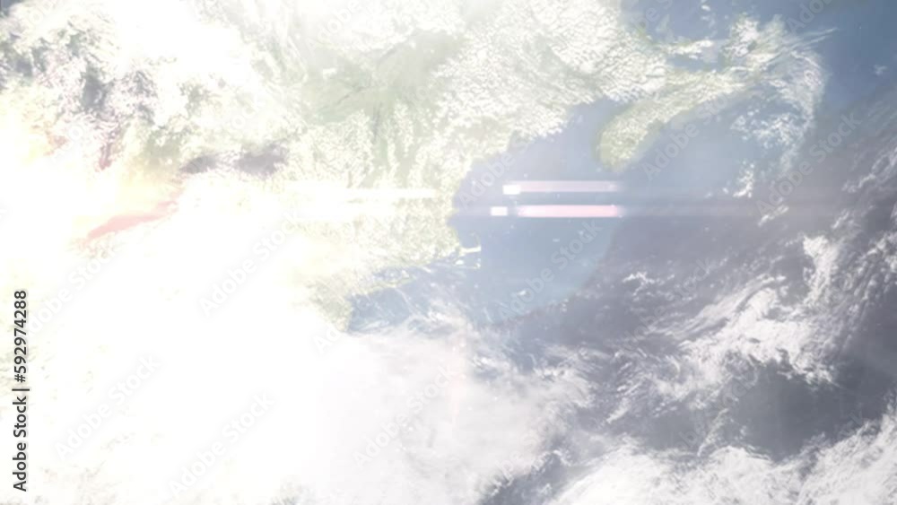 Earth zoom in from outer space to city. Zooming on New Bedford ...