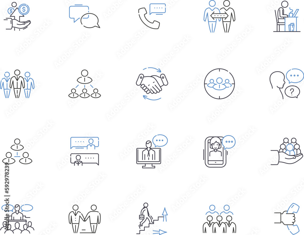 Supporting people outline icons collection. Aid, Assist, Backing, Boost ...