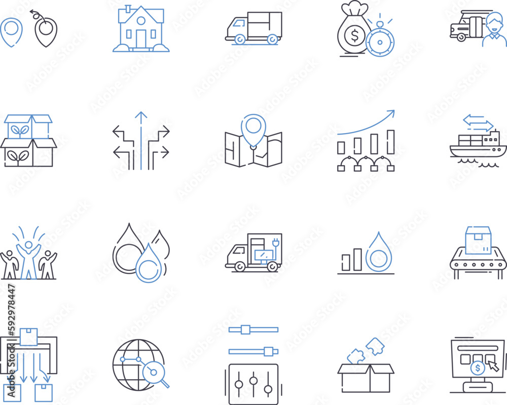 Transportation management outline icons collection. Shipping, Logistics ...