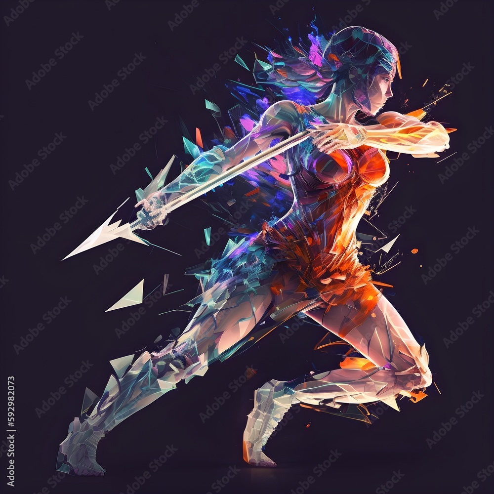 made of glass transparent translucent low poly femenine androgynous ...