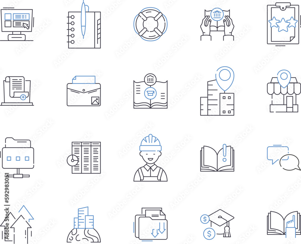 online learning outline icons collection. E-learning, virtual ...