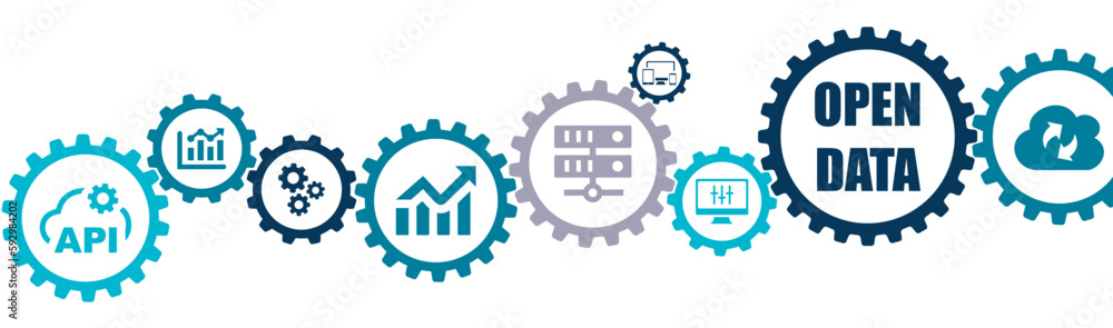 Banner of open data database integration api network technology concept ...