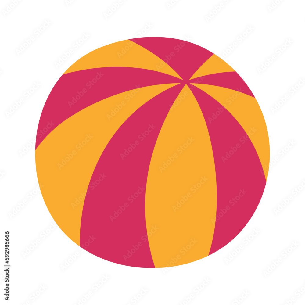 Beach ball hand drawn illustration. Cartoon style flat design, isolated ...