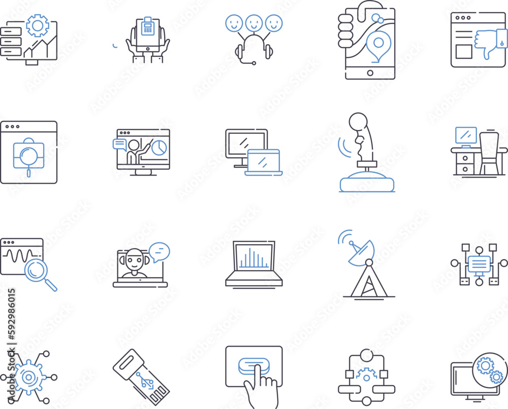 Vetor de Deep learning outline icons collection. Deep, Learning, Neural ...