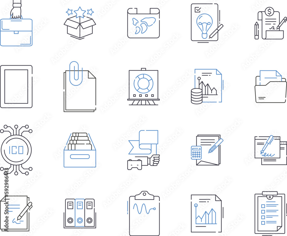 Document flow outline icons collection. Document, Flow, Management ...