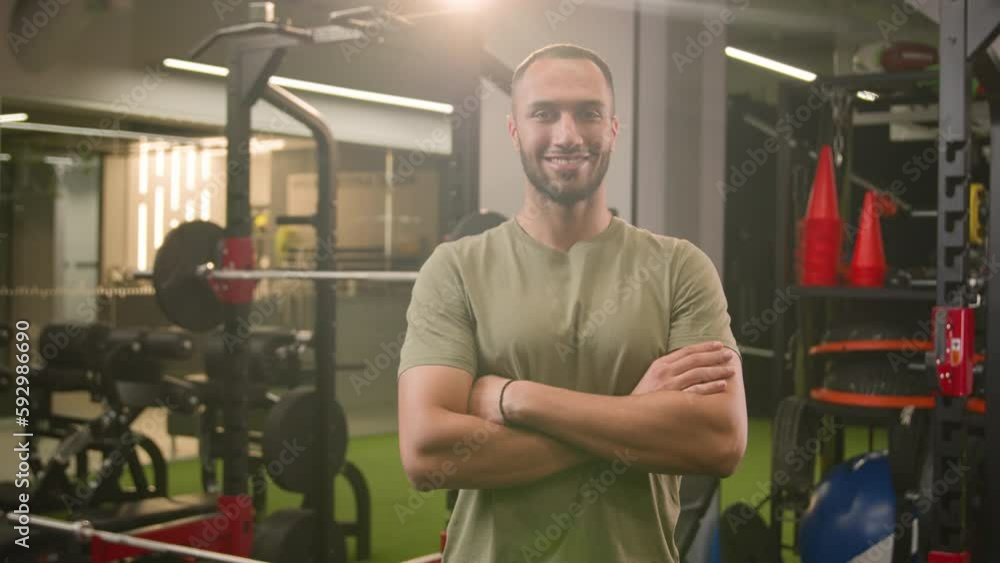 Portrait African American multiethnic fitness trainer guy sportsman ...