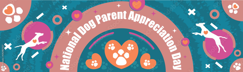 National Dog Parent Appreciation Day horizontal wide vector banner ...