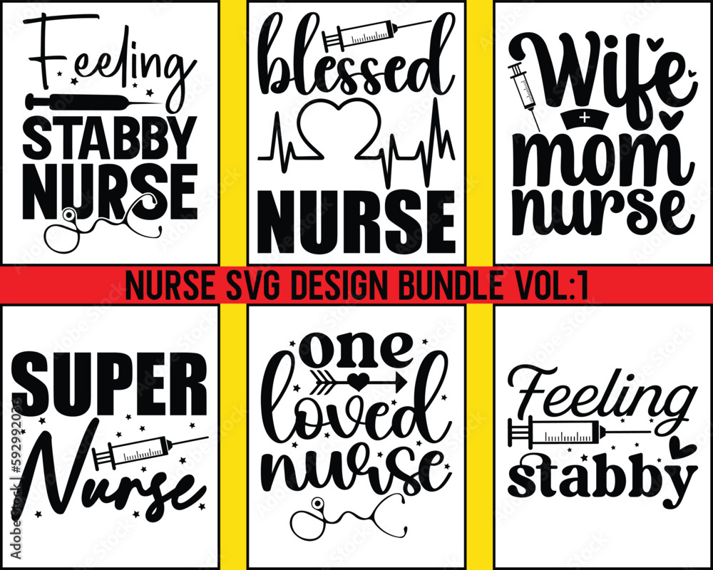 Vetor de Nurse Design SVG Bundle Vol 1, nurse svg bundle, nurse T shirt ...