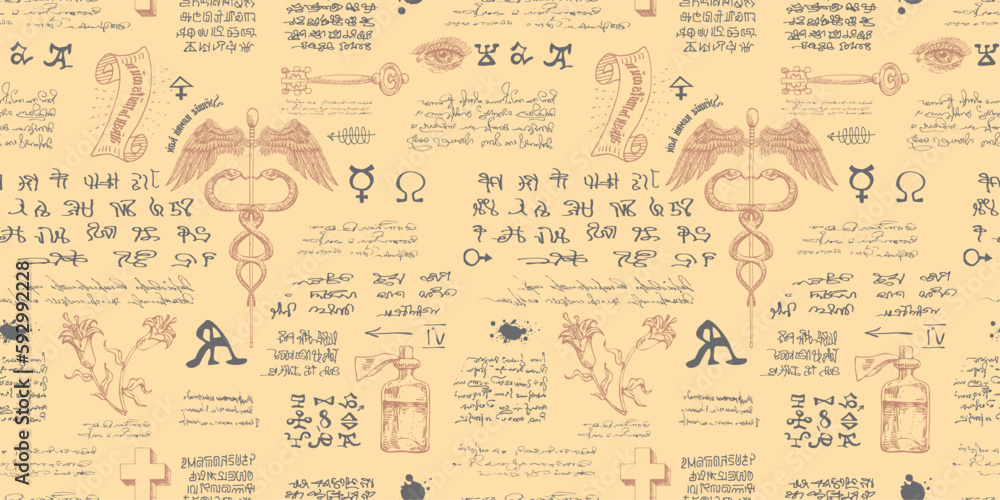 alchemical formula with encrypted symbols Stock Vector | Adobe Stock