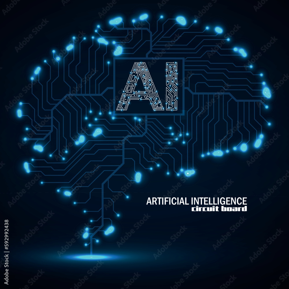Abstract technological brain with Artificial Intelligence. Neon circuit ... Abstract technological brain with Artificial Intelligence. Neon circuit ...
