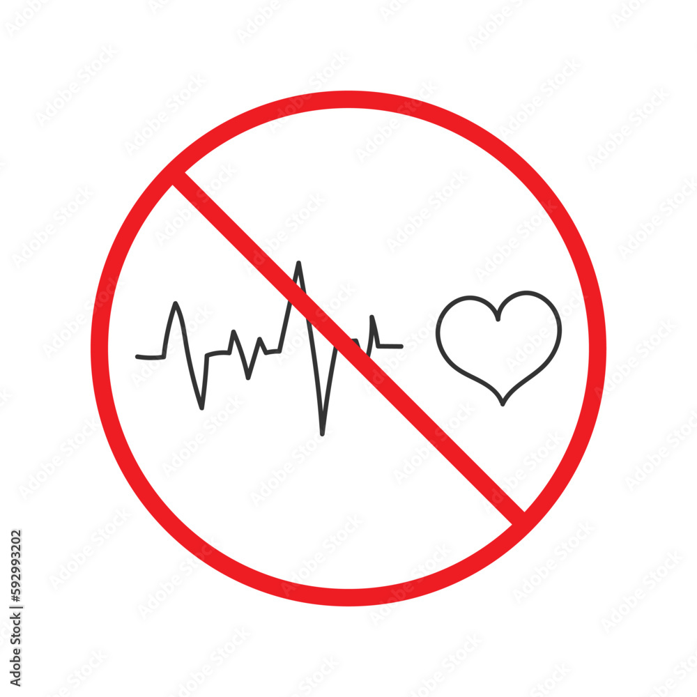 No lifeline icon. Forbidden lifeline pulse icon. No heart rate vector ...