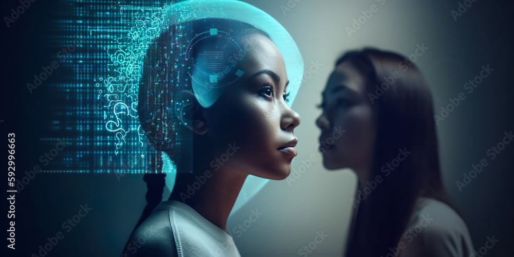 Machine learning reaction and ai artificial intelligence.Chat bot ...