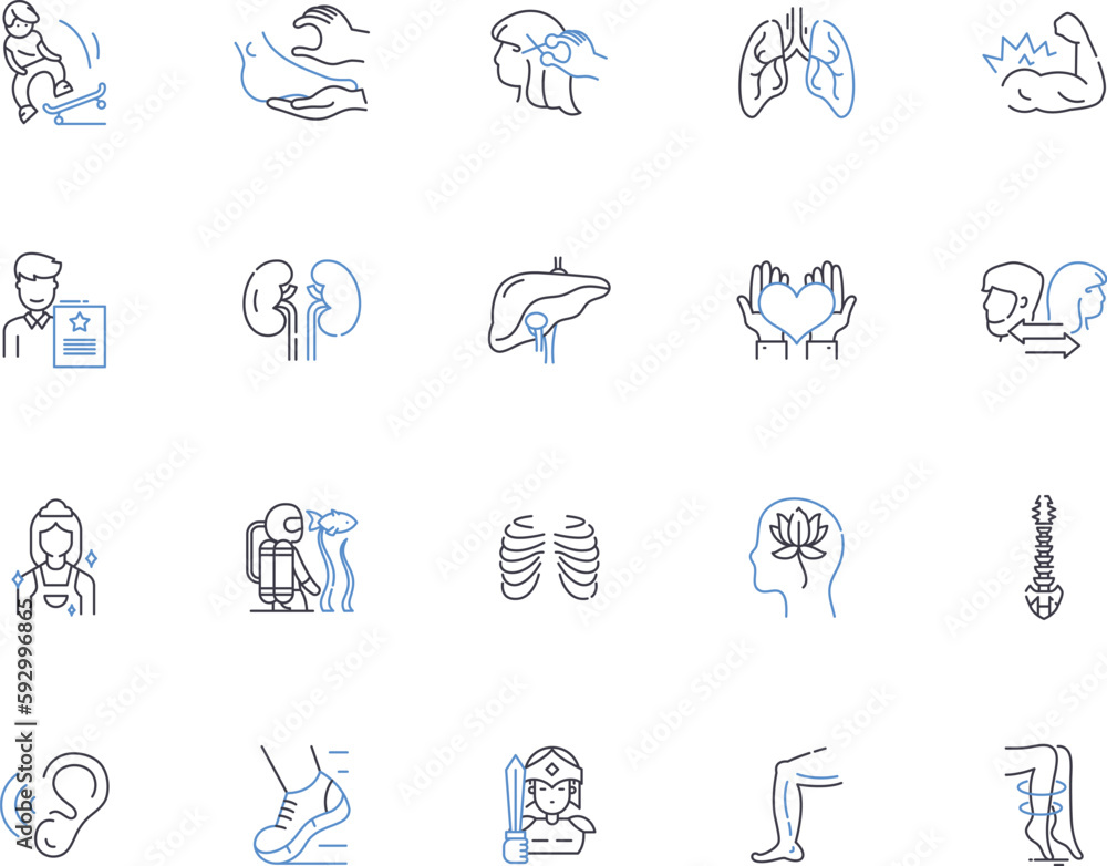 Human body outline icons collection. Anatomy, Organ, Skeleton, Muscle ...