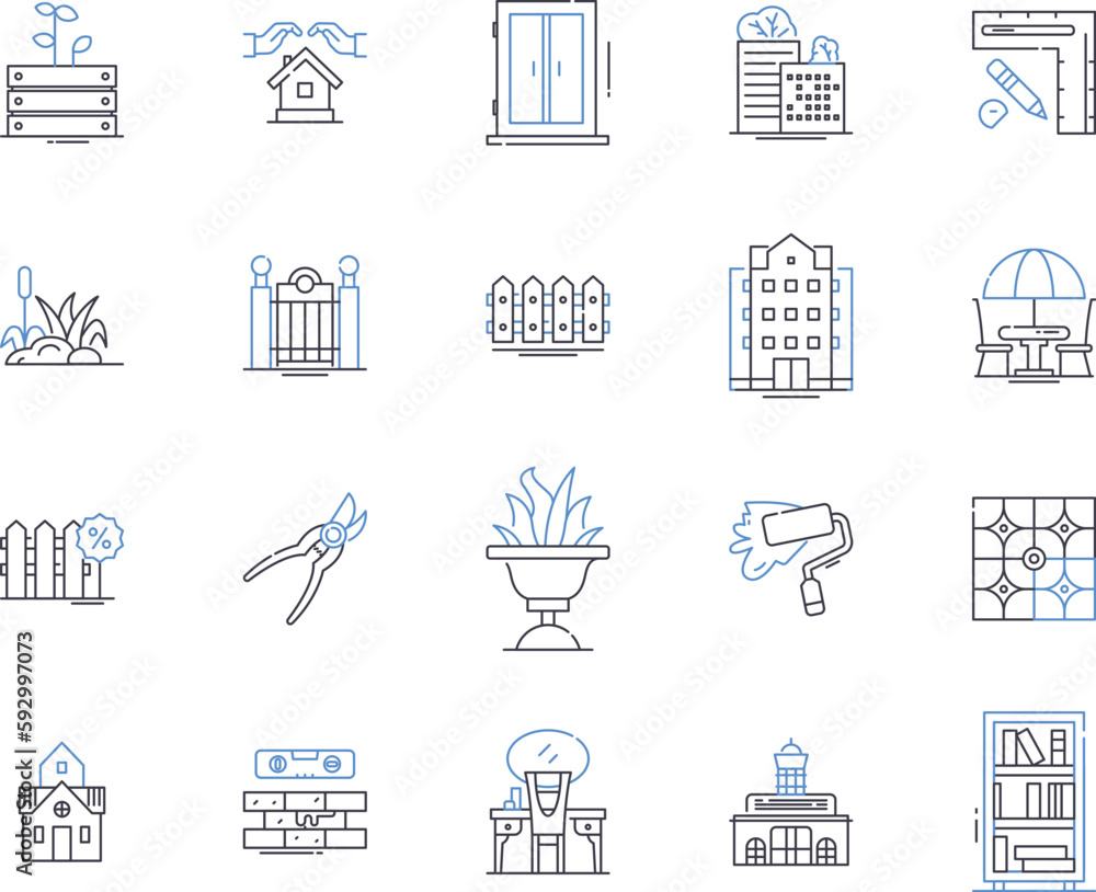 Apartment building outline icons collection. Apartment, Building, Block ...