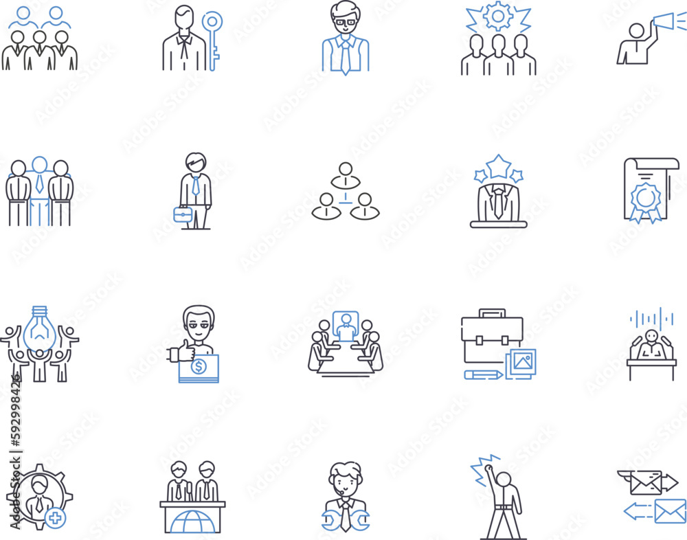 Administration outline icons collection. Management, Leadership ...