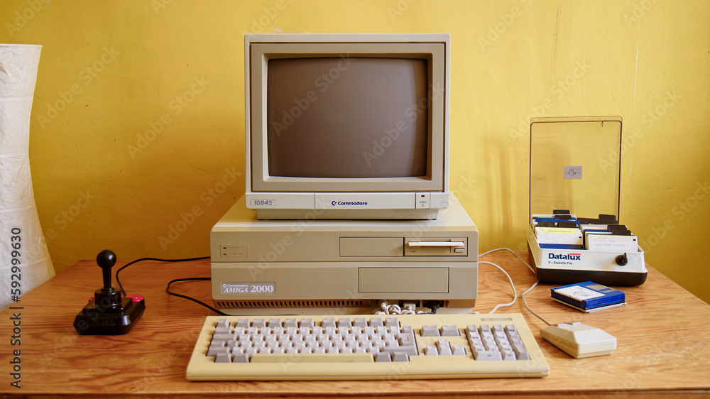 BERLIN - FEBRUARY 23, 2022: Vintage Commodore Amiga 2000 PC with ...